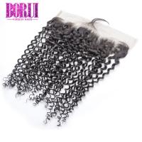 China Indian Kinky Curly Human Hair Lace Frontal 13*4 Closure With Baby Hair Free Part for sale
