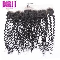 China Indian Kinky Curly Human Hair Lace Frontal 13*4 Closure With Baby Hair Free Part for sale