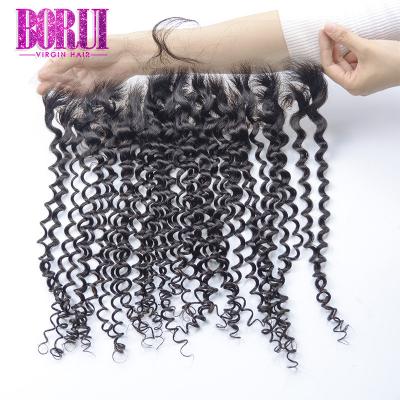 China ALL Color Deep Curly Lace Frontal , 13*4 Brazilian Human Hair Lace Closure for sale