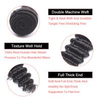 China Virgin Peruvian Hair Curly Weave , Deep Wave Bundles With Closure No Tangle for sale