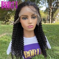 China Unprocessed Cuticle Aligned 12a Kinky Curly Human Hair Swiss Lace Frontal Wigs for sale