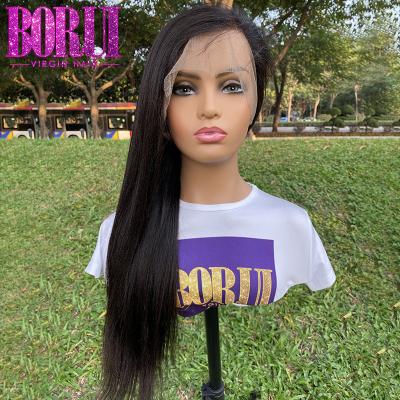 China 180 Density Real Raw brazilian Yaki Straight Human Hair Wig Lace Frontal Wigs for sale