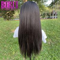 China 180 Density Real Raw brazilian Yaki Straight Human Hair Wig Lace Frontal Wigs for sale
