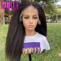 China Pre plucked Hair Line Kinky Straight 100% Human Hair Lace Frontal Wigs for sale