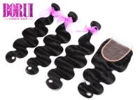 China Malaysian Virgin Human Hair Extension Bundles Body Wave With Closure Natural Black for sale