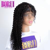 China Natural Black Brazilian Human Wigs Deep Curly Lace Front Wig With Baby Hair for sale