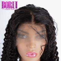 China Natural Black Brazilian Human Wigs Deep Curly Lace Front Wig With Baby Hair for sale