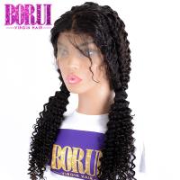 China Lace Front Human Hair Deep Curly Long Wig 100% Virgin Brazilian For Wemen for sale