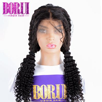 China Lace Front Human Hair Deep Curly Long Wig 100% Virgin Brazilian For Wemen for sale