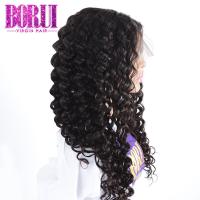 China Unprocessed Human Hair Lace Front Wigs Deep Wave Natural Straight Medium Cap Size for sale