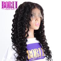 China Unprocessed Human Hair Lace Front Wigs Deep Wave Natural Straight Medium Cap Size for sale
