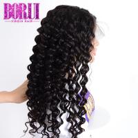 China Deep Wave Human Hair Lace Front Wigs Cuticle Aligned Natural Black Swiss Lace for sale