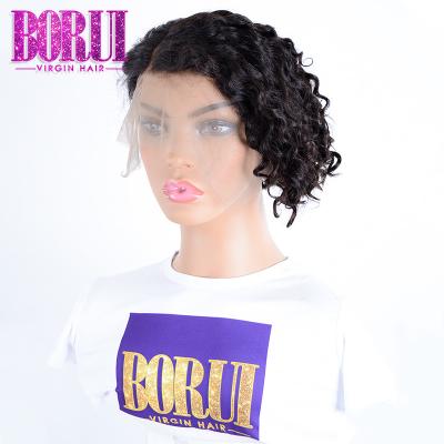 China Customized Pixie Deep Wave Lace Frontal Wig , 13x4 Short Curly Lace Front Wigs for sale