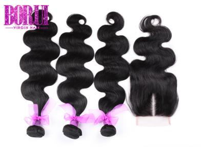 China Cutile Aglied Malaysian Hair Bundles With Lace Closure , Malaysian Virgin Hair for sale