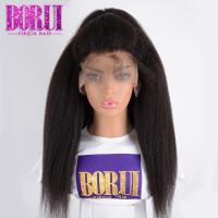 China Brazilian Kinky Straight Human Hair , Straight Lace Frontal Single Knots 100% Cuticles Wig for sale