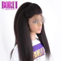 China Brazilian Kinky Straight Human Hair , Straight Lace Frontal Single Knots 100% Cuticles Wig for sale