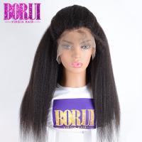 China 180% Density Human Hair Lace Frontal Wigs 10A Grade Brazilian Kinky Straight Wig for sale