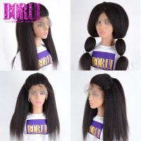 China 180% Density Human Hair Lace Frontal Wigs 10A Grade Brazilian Kinky Straight Wig for sale