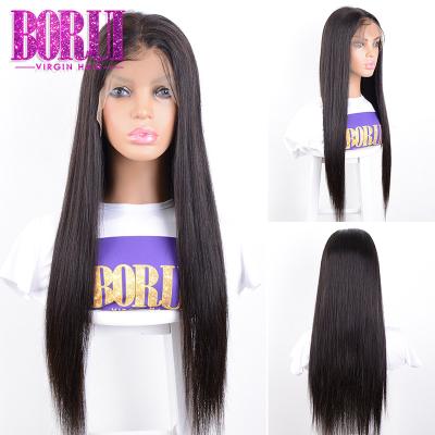 China Brazilian Human Hair Lace Front Wigs Raw Virgin Silk Straight Natural Black for sale