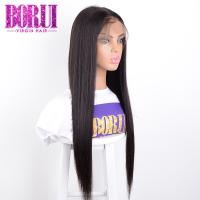 China Brazilian Human Hair Lace Front Wigs Raw Virgin Silk Straight Natural Black for sale