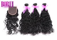 China Virgin Malaysian Human Hair 3 Bundles With Closure Water Wave 8-26 Inch for sale
