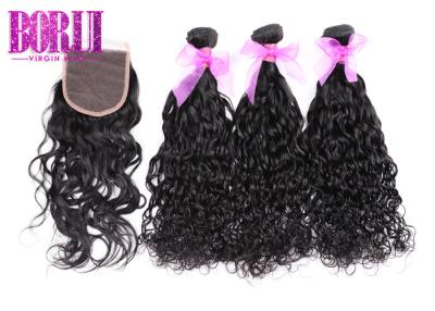 China Virgin Malaysian Human Hair 3 Bundles With Closure Water Wave 8-26 Inch for sale