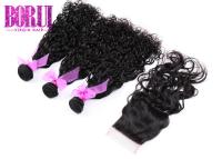 China Virgin Malaysian Human Hair 3 Bundles With Closure Water Wave 8-26 Inch for sale