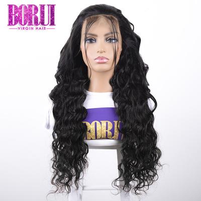 China Natural Color Brazilian Human Hair Pre Plucked Loose Wave Lace Front Wig for sale