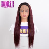 China Long Straight 99j Color Virgin Hair Lace Frontal Wig for sale
