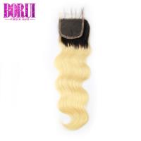China 1b 613 Blonde Weave Hair Extensions , Blonde Weave Human Hair With 4*4 Lace Closure for sale