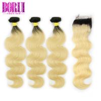 China 1b 613 Blonde Weave Hair Extensions , Blonde Weave Human Hair With 4*4 Lace Closure for sale