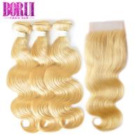 China Brazilian 613 Blonde Human Hair Extensions With 4*4 Lace Closure Body Wave for sale