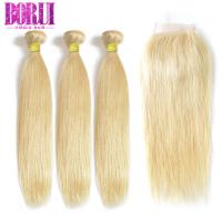China Indian Blonde Extensions Real Hair , Blonde Real Hair Extensions Real Hair With 4*4 Lace Closure for sale