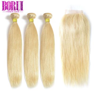 China Indian Blonde Extensions Real Hair , Blonde Real Hair Extensions Real Hair With 4*4 Lace Closure for sale