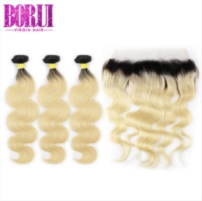 China Blonde Weave Hair Extensions 1B613 , 13*4 Lace Frontal Soft Smooth Dyed Bleach for sale