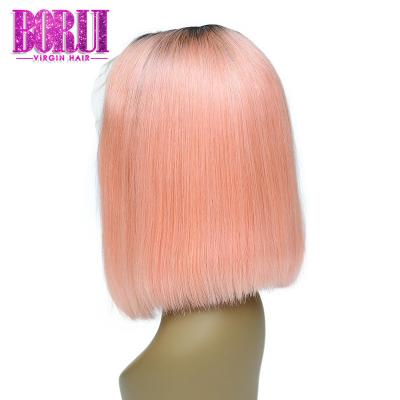 China Brazilian Colored Bob Wigs Transparent Short Ombre 1b Grass Green Grade 10A for sale