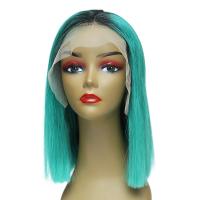 China Brazilian Colored Bob Wigs 1B Lake Bule # 13x4 Lace Closure Soft And Smooth for sale