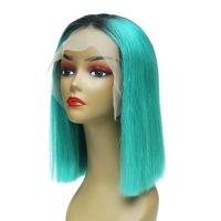 China Brazilian Colored Bob Wigs 1B Lake Bule # 13x4 Lace Closure Soft And Smooth for sale
