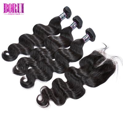 China Unprocessed Loose Wave 3 Bundles With Closure , Virgin Human Hair Bundles for sale