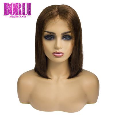 China 13*6 Lace Frontal Colored Bob Wigs Brown 4# 100% Brazilian Human Hair Smooth for sale