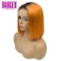 China Oringe Colored Bob Wigs Brazilian Short Straight 1b Human Hair Ombre 13*4 for sale