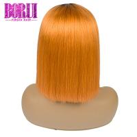 China Oringe Colored Bob Wigs Brazilian Short Straight 1b Human Hair Ombre 13*4 for sale
