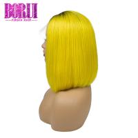 China Short Colored Bob Wigs Brazilian Human Hair 1b Yellow With Transparent for sale