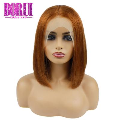China Straight Brazilian Huamn Hair Colored 13# short Bob Wig With Transparent Lace for sale