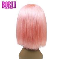 China Brazilian Human Hair Short Colored Bob Wigs 180% Density Pink Lace Front for sale