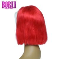 China 180% Density Red Lace Front Wig , Brazilian Human Hair Short Bob 10 A Grade for sale