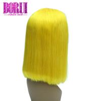 China Short Bob Wigs Swiss Lace with Baby Hair Yellow for sale
