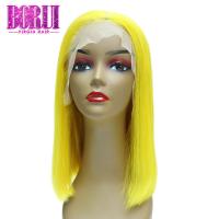 China Short Bob Wigs Swiss Lace with Baby Hair Yellow for sale