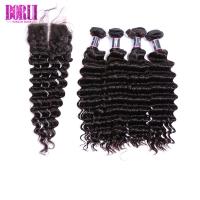 China Deep Wave Indian Human Hair Extensions Cuticle Aligned With Lace Extension for sale