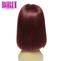 China Wine Color Straight Bob Wig Brazilian Full Cuticle for sale